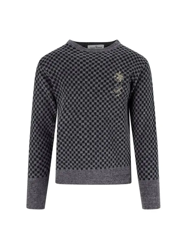 VIVIENNE WESTWOOD Embroidered Check Crewneck Sweater