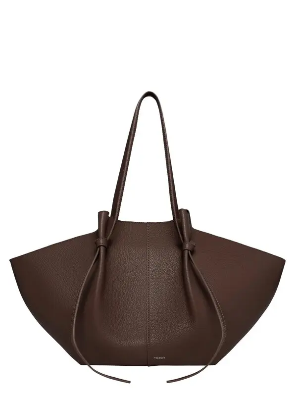 Yuzefi Large Pebble-grain Leather Tote Bag - Brown