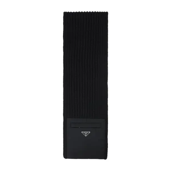 Prada Wool Scarf With Re-nylon Pocket