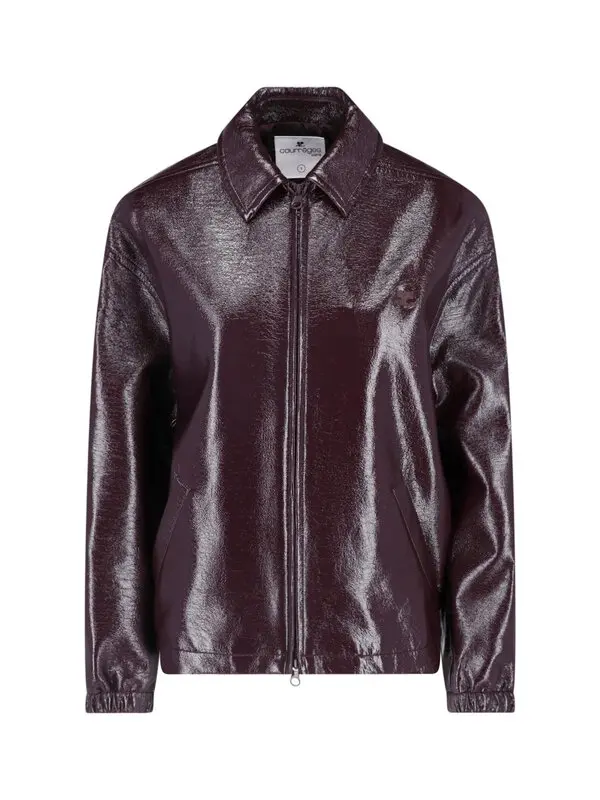 COURREGES Shiny Zip-up Jacket - Red