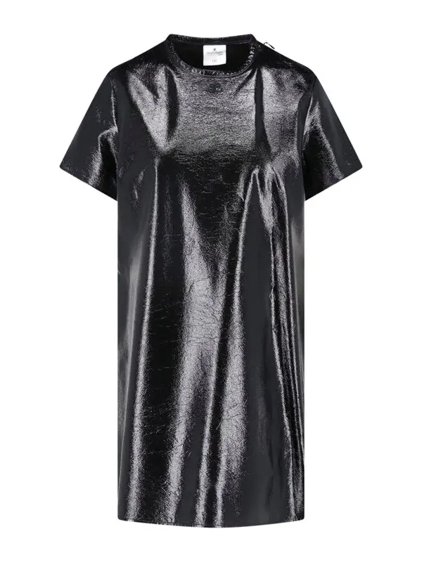 COURREGES Shiny Finish Crewneck Shift Dress