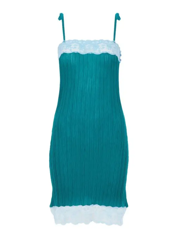 Chloé Wool Dress With Lace Detailing - Blu