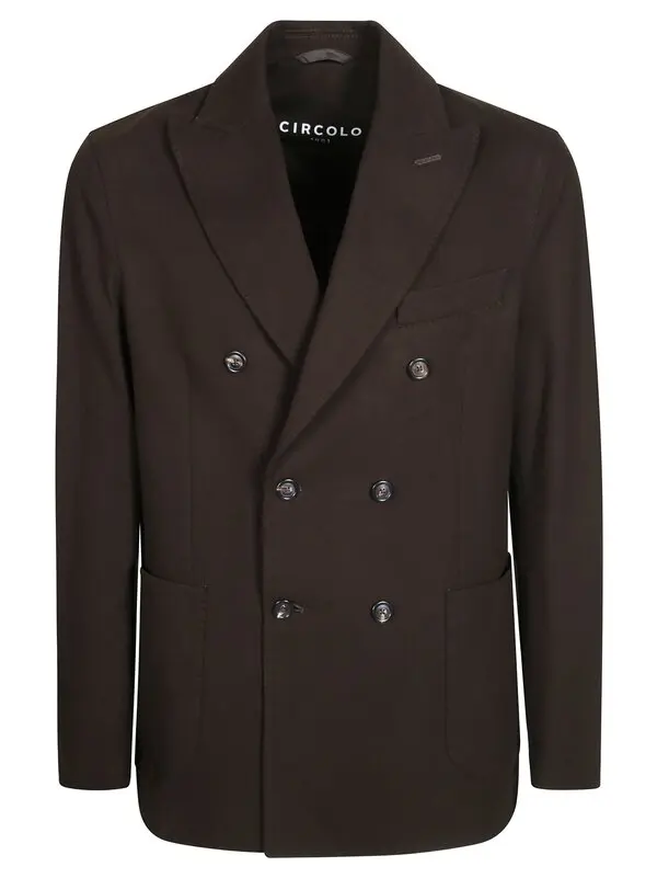 CIRCOLO 1901 Double Breasted Cotton Blend Blazer - Marrone