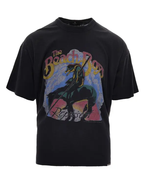 REPRESENT Graphic Print Crewneck T-shirt - Stained Black