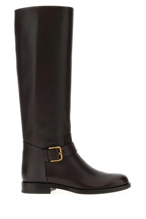 Dolce & Gabbana Knee High Buckled Leather Boots
