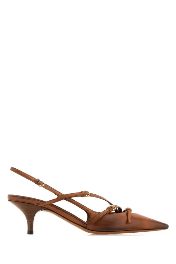 Miu Miu Leather Slingback Pumps - Camel