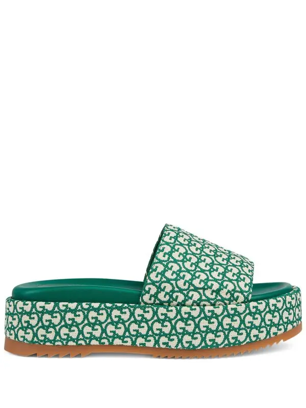 Gucci Gg Platform Slide Sandals - Natblack