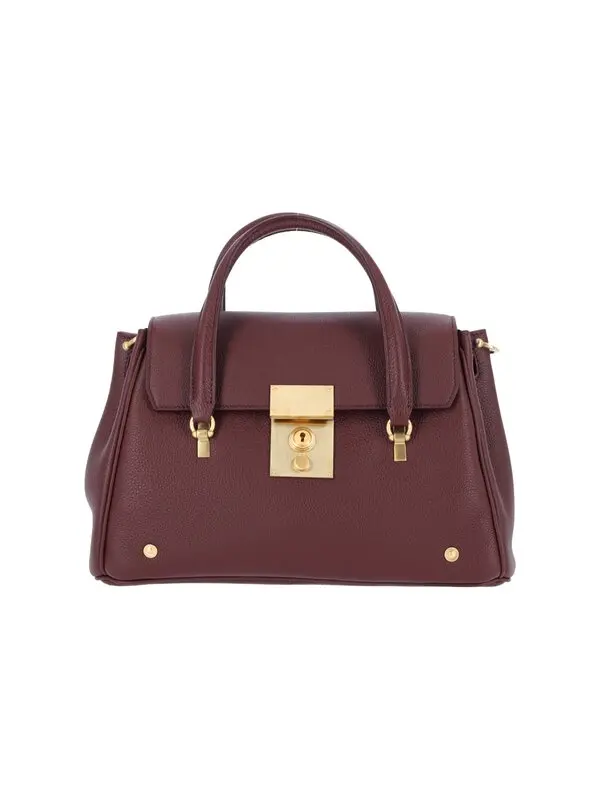 Thom Browne Leather Top Handle Satchel Bag - Red