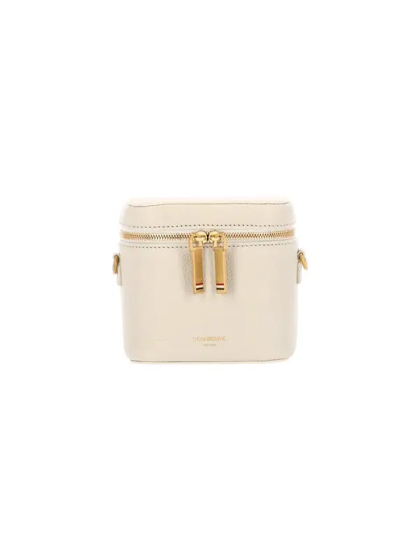 Thom Browne Leather Zip Vanity Bag - White