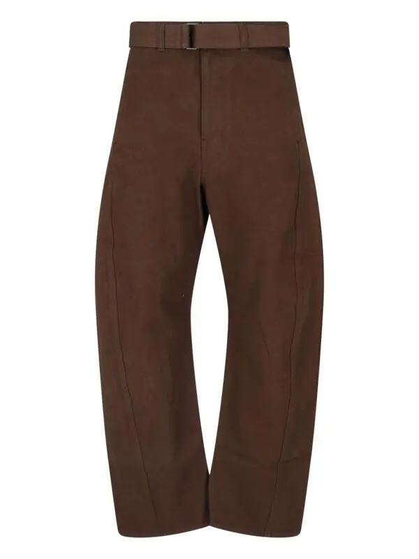LEMAIRE Cotton Belted Wide-leg Trousers - Brown