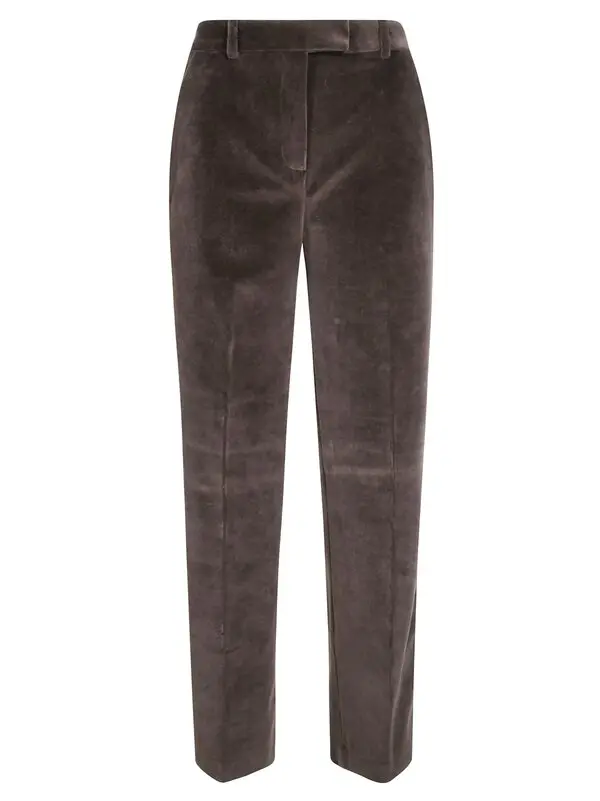 CIRCOLO 1901 Straight Fit Velvet Pants In Smooth Velour - Marrone