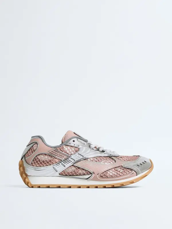 Bottega Veneta Lace-up Sneakers With Padded Logo Tongue And Rubber Sole - Rosa