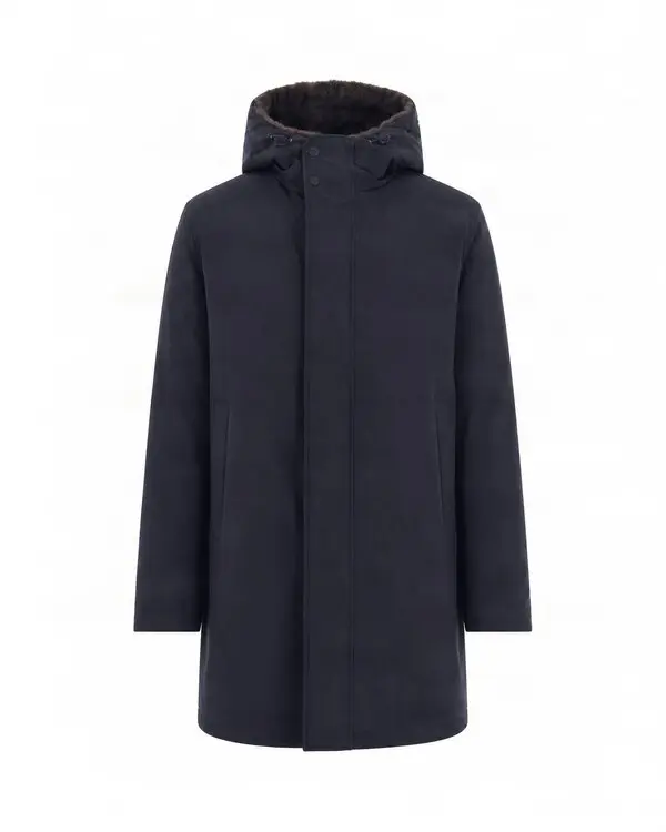 Herno Hooded Long Parka Coat - Blu Navy