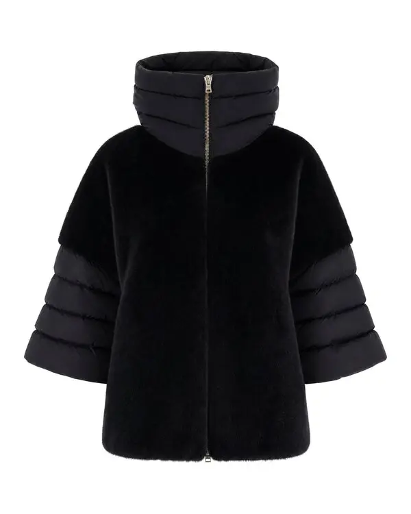 Herno Mixed Media Faux Fur Puffer Jacket