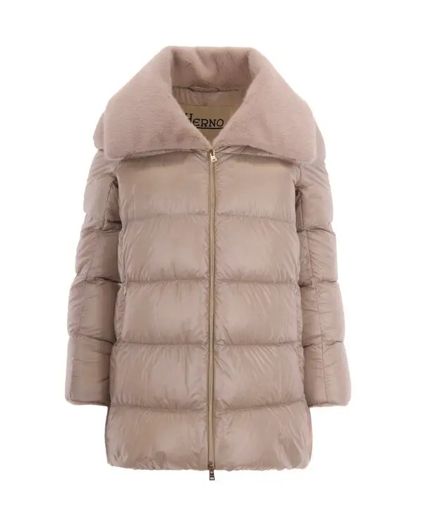 Herno Puffer Coat With Oversized Faux Fur Collar