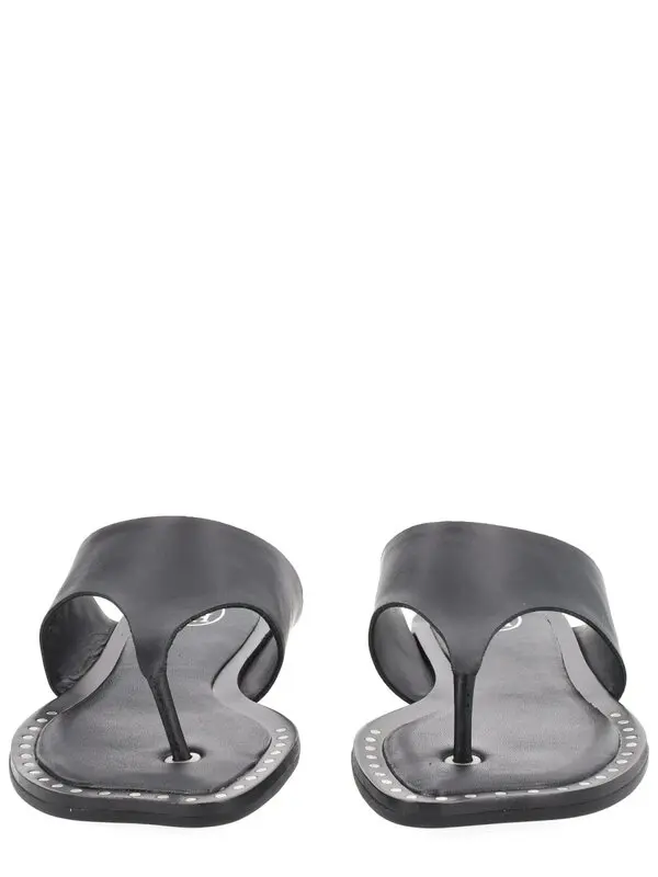 Ash Studded Trim Thong Sandals - Black