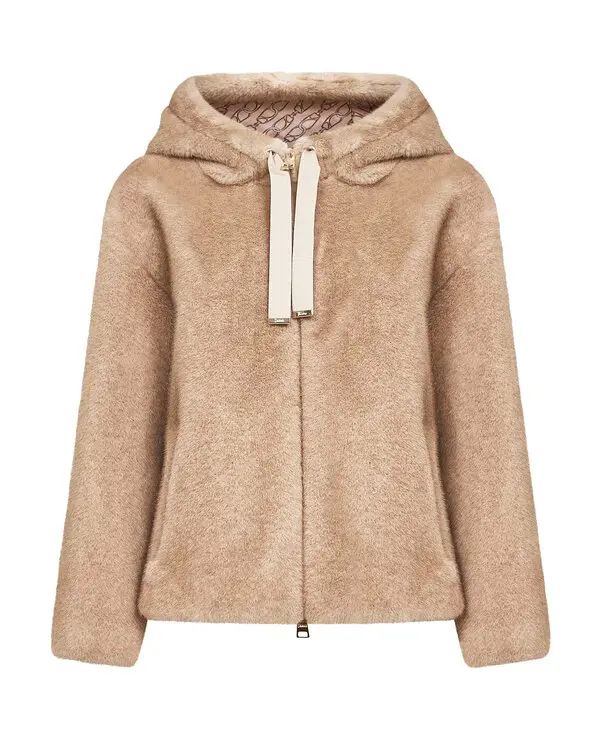 Herno Hooded Faux Fur Zip Jacket