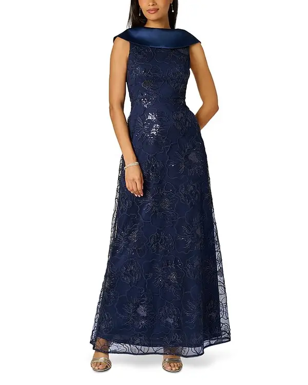 Adrianna Papell Sleeveless Embroidered Gown