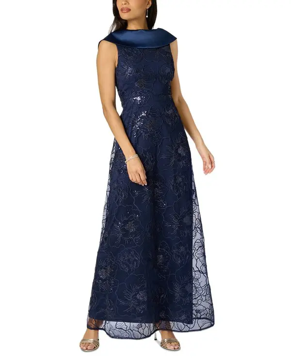 Adrianna Papell Sleeveless Embroidered Gown