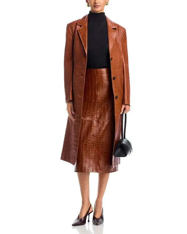 ARMA Meeka Embossed Leather Midi Skirt