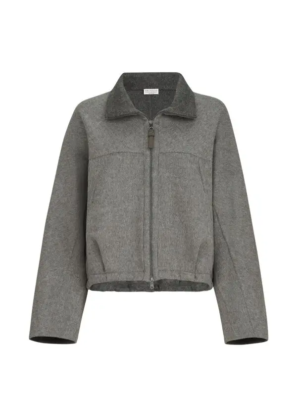 Brunello Cucinelli Zip-up Wool Blouson Jacket - Grey