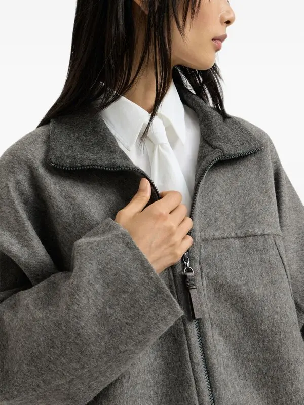 Brunello Cucinelli Zip-up Wool Blouson Jacket - Grey