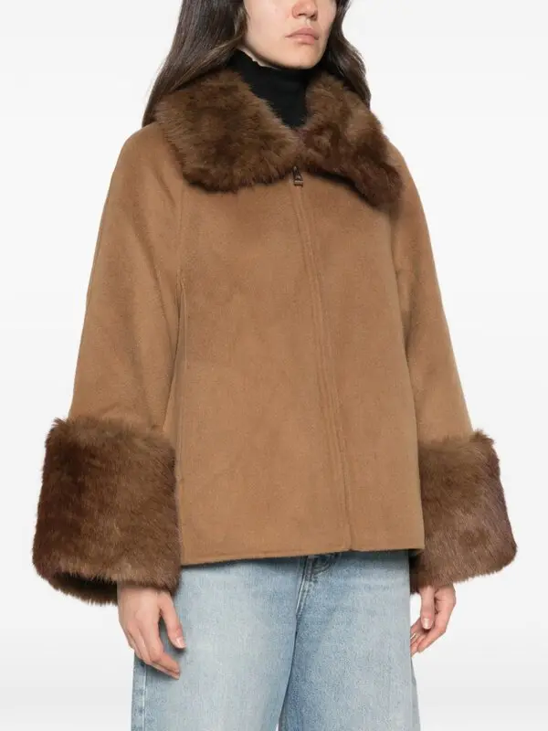 Apparis Judie Wool Jacket With Faux Fur Trim