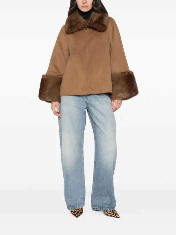 Apparis Judie Wool Jacket With Faux Fur Trim