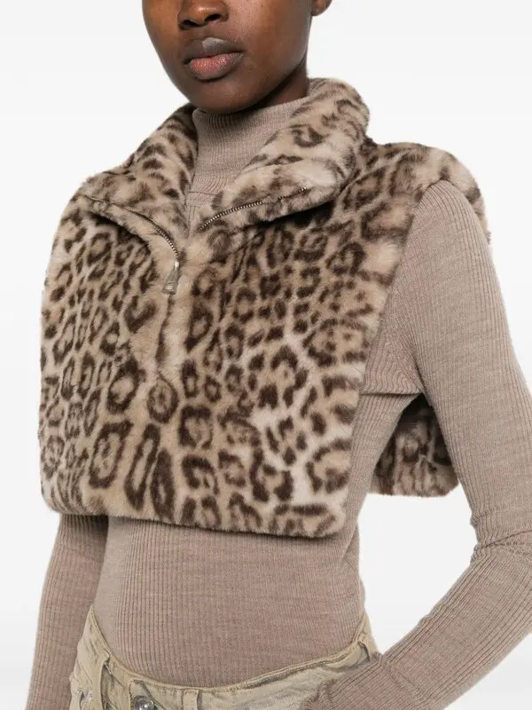 Apparis Faux Fur Zip-up Cape - Multi