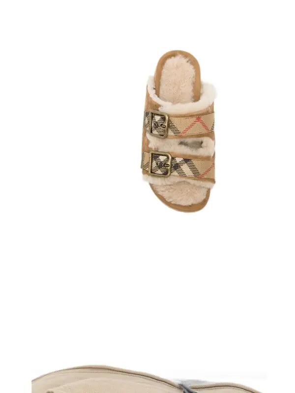 Burberry Urchin Check Shearling Sandals