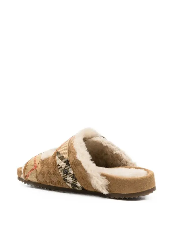 Burberry Urchin Check Shearling Sandals