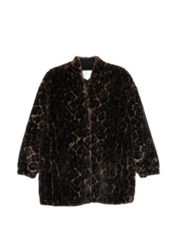 Apparis Jane Faux Leather Leopard Print Faux Fur Coat