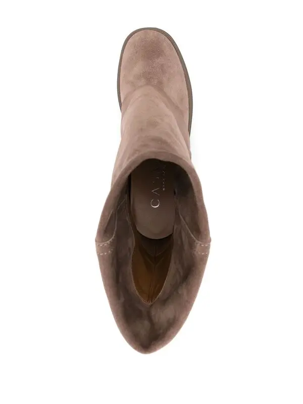 Casadei Suede Double-face Ankle Boots With Folded Edge - Beige