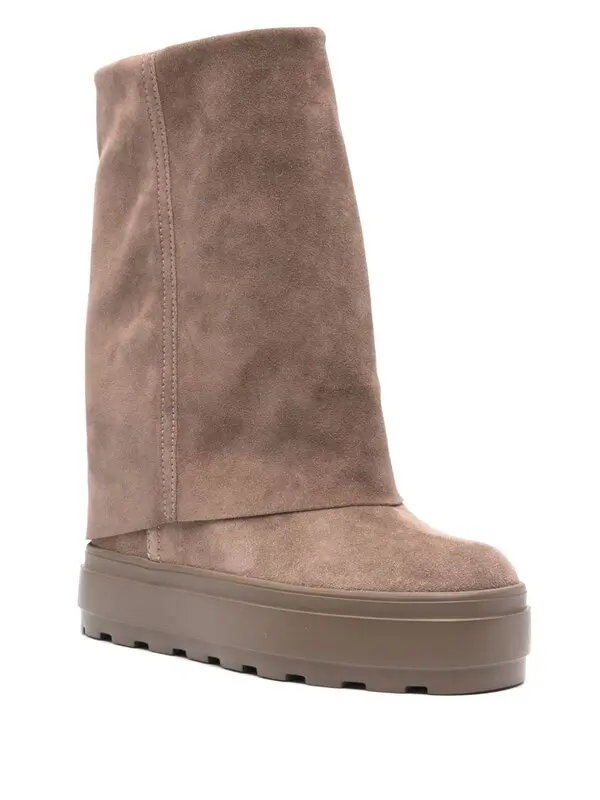 Casadei Suede Double-face Ankle Boots With Folded Edge - Beige