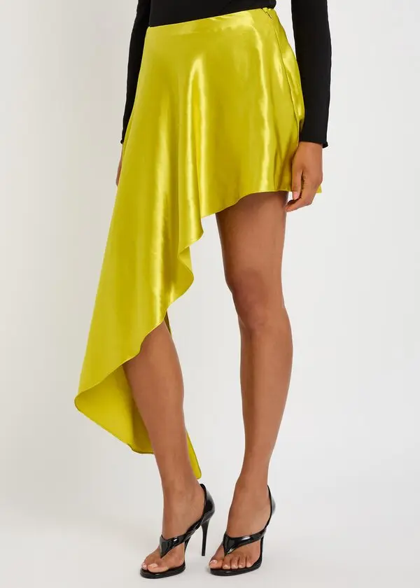 Alaïa Asymmetric Satin Mini Skirt