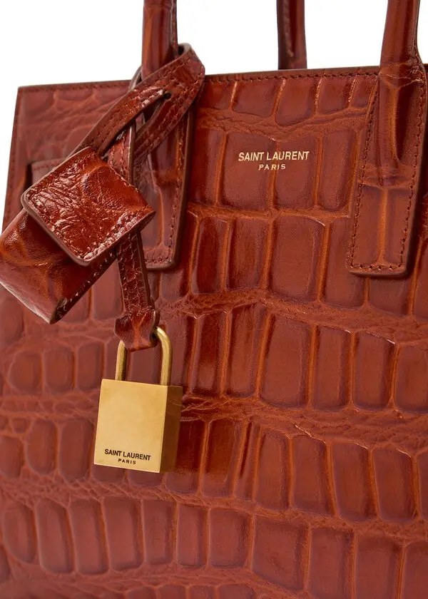 Saint Laurent Sac De Jour Nano Crocodile-effect Leather Top Handle Bag