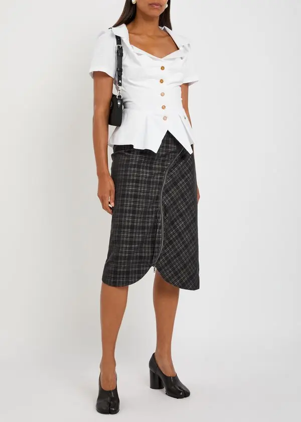 VIVIENNE WESTWOOD Aperitive Plaid Cotton Midi Skirt