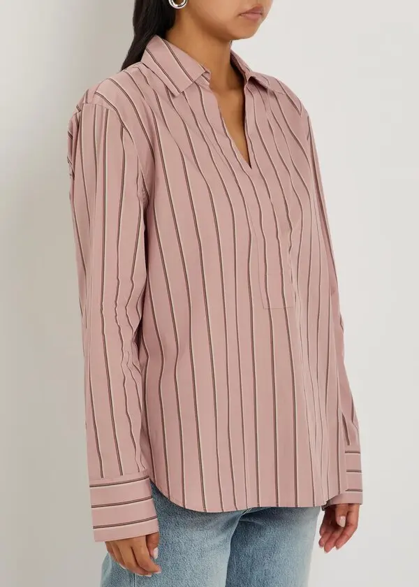 Vince Striped Cotton-poplin Shirt - Pink