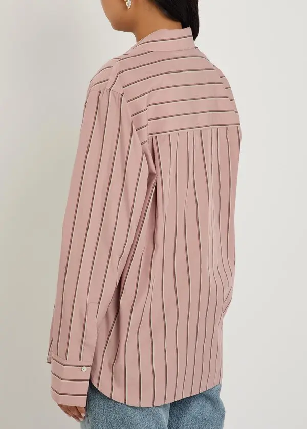 Vince Striped Cotton-poplin Shirt - Pink