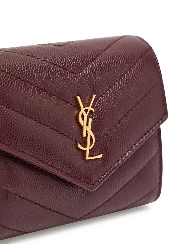 Saint Laurent Cassandre Quilted Pebbled Leather Wallet