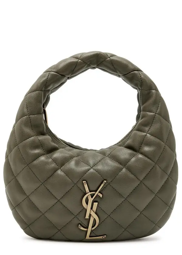 Saint Laurent Icare Mini Quilted Leather Top Handle Bag - Khaki