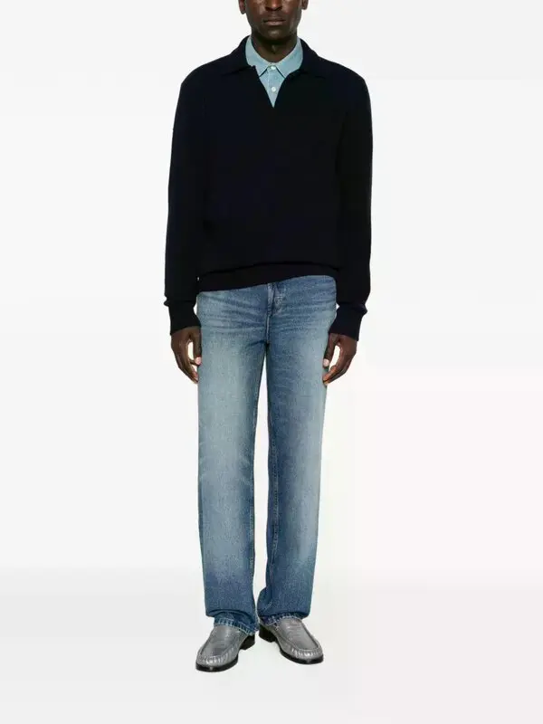 LANEUS Ribbed-knit Long-sleeve Sweater