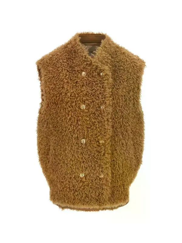 TWINSET Double-breasted Teddy-effect Vest - Brown