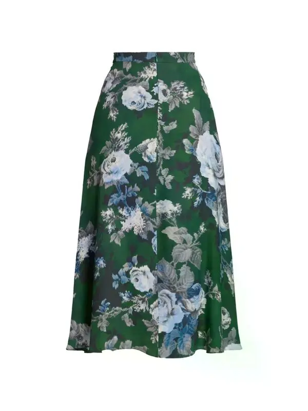 Erdem Floral Print Draped A-line Skirt