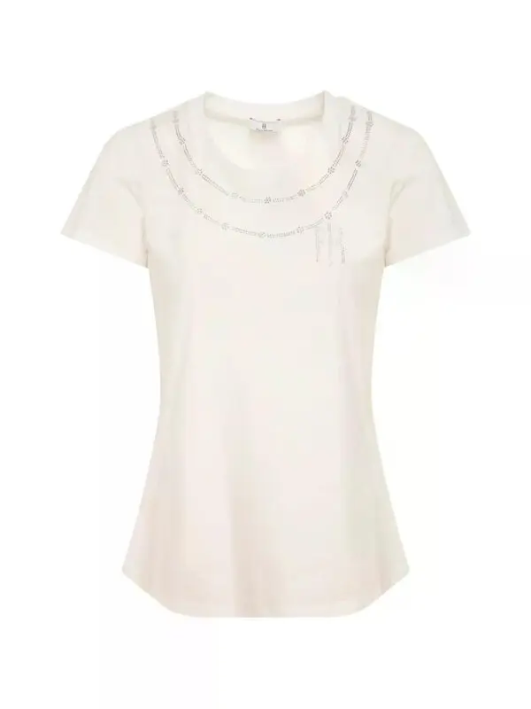 FRACOMINA Rhinestone-embellished Logo-detail T-shirt - Neutrals