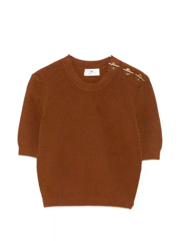 Elisabetta Franchi Logo-plaque Ribbed Top - Brown