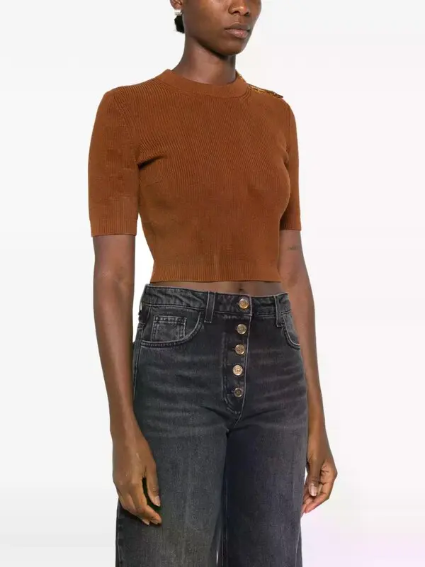 Elisabetta Franchi Logo-plaque Ribbed Top