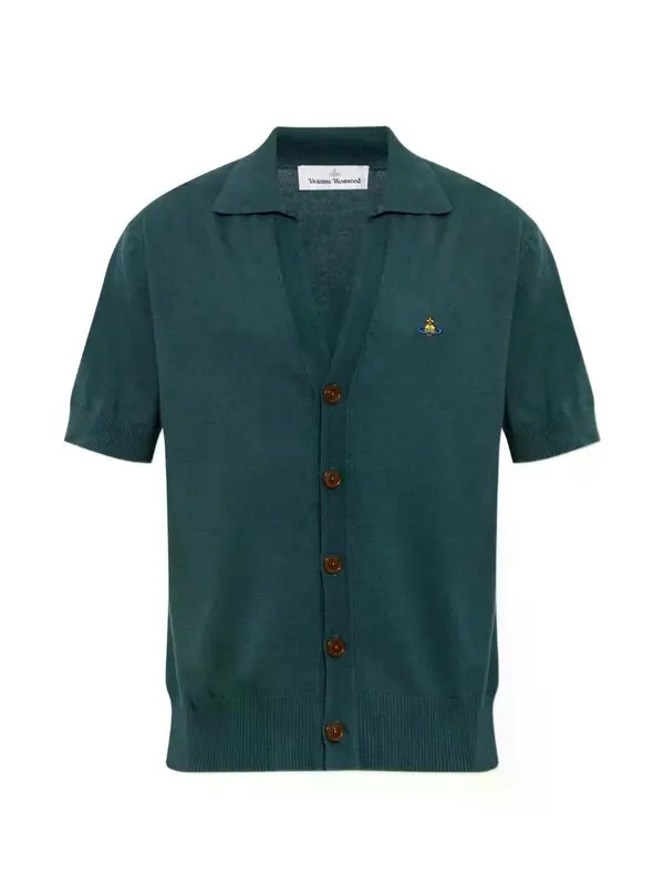 VIVIENNE WESTWOOD Orb-embroidered Short-sleeve Cardigan - Green