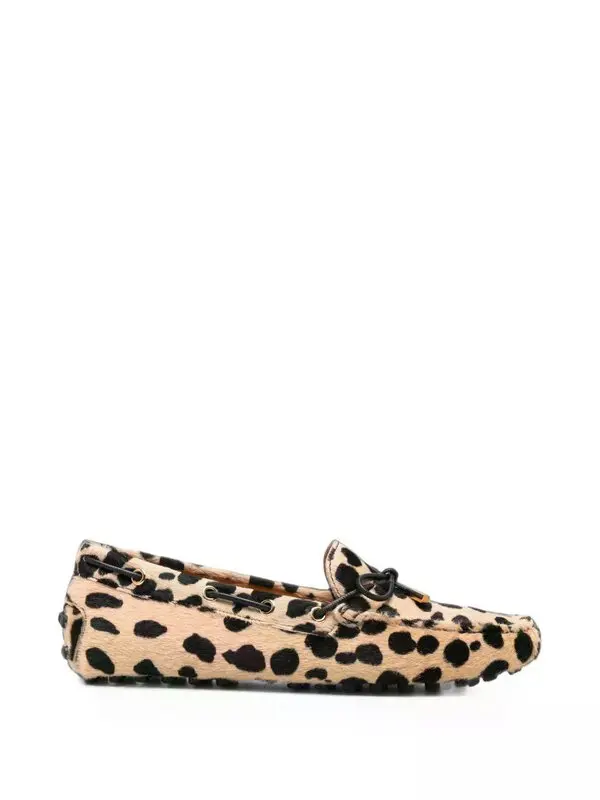 TOD'S Leopard Print Leather Loafers - Brown