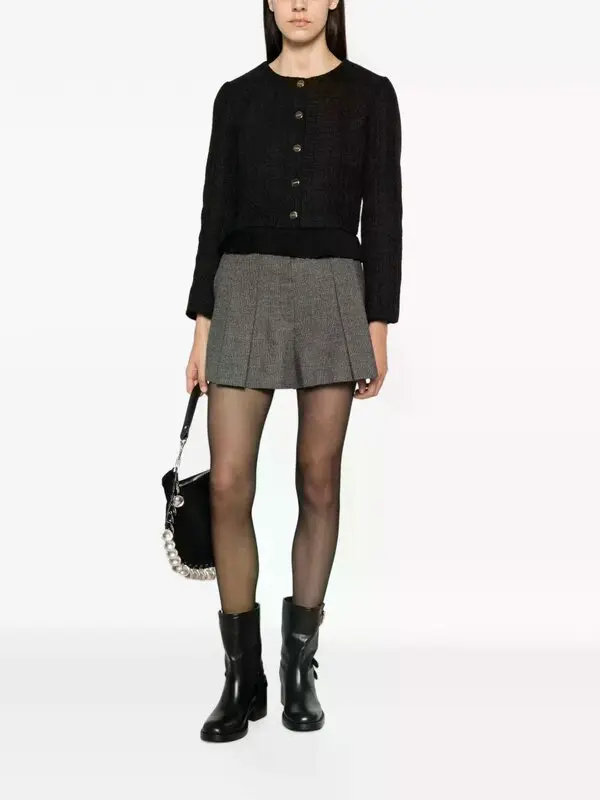Sandro Houndstooth Pleated Shorts